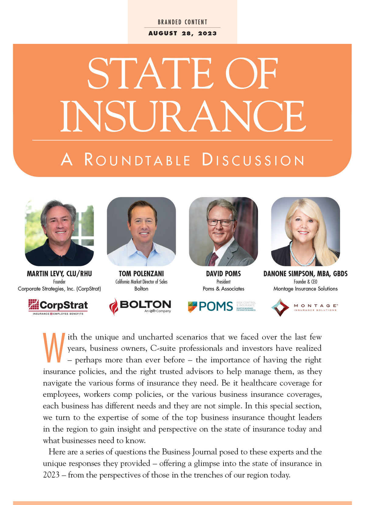 State of Insurance: A Roundtable Discussion - Los Angeles Business Journal
