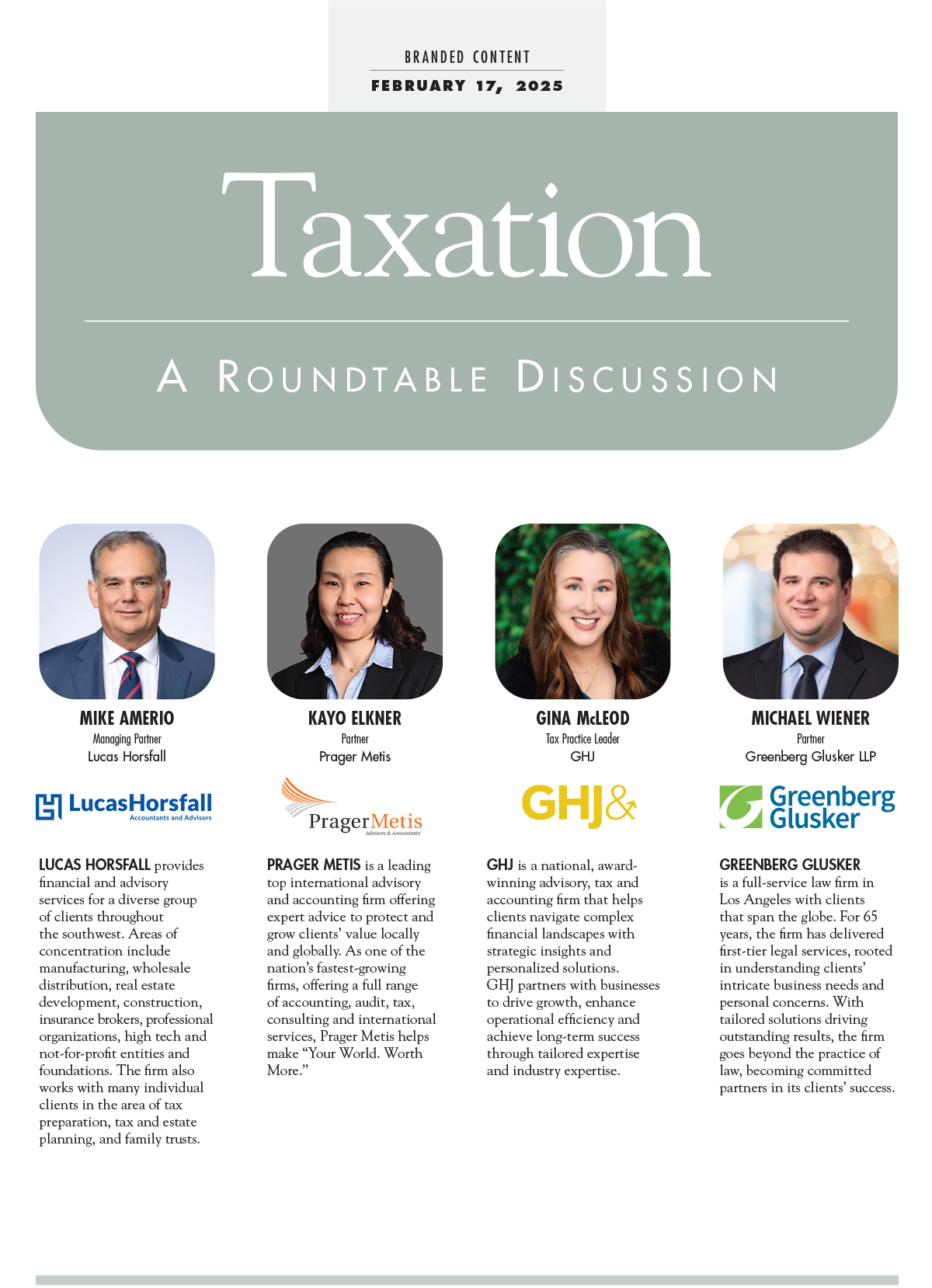 Taxation: A Roundtable Discussion - Los Angeles Business Journal