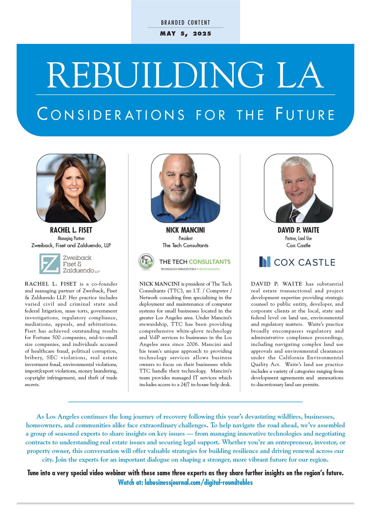 Rebuilding LA: Considerations for the Future - Los Angeles Business Journal